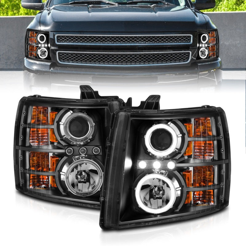 ANZO 2007-2013 Chevrolet Silverado 1500 Projector Headlights w/ Halo B – SR1 Performance