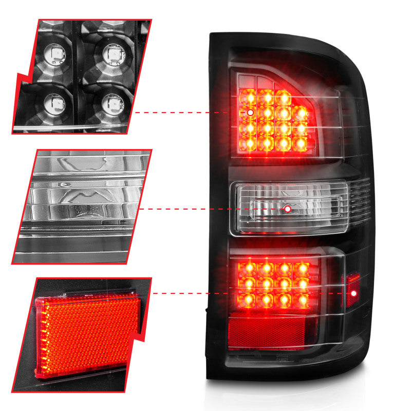 ANZO 2014-2018 GMC Sierra LED Tail Lights Black Housing Clear Lens – SR1 Performance