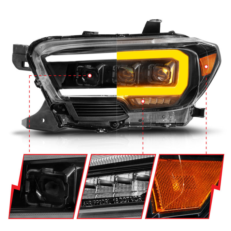 ANZO 16-22 Toyota Tacoma LED Projector Headlights w/ Light Bar Sequent – SR1 Performance