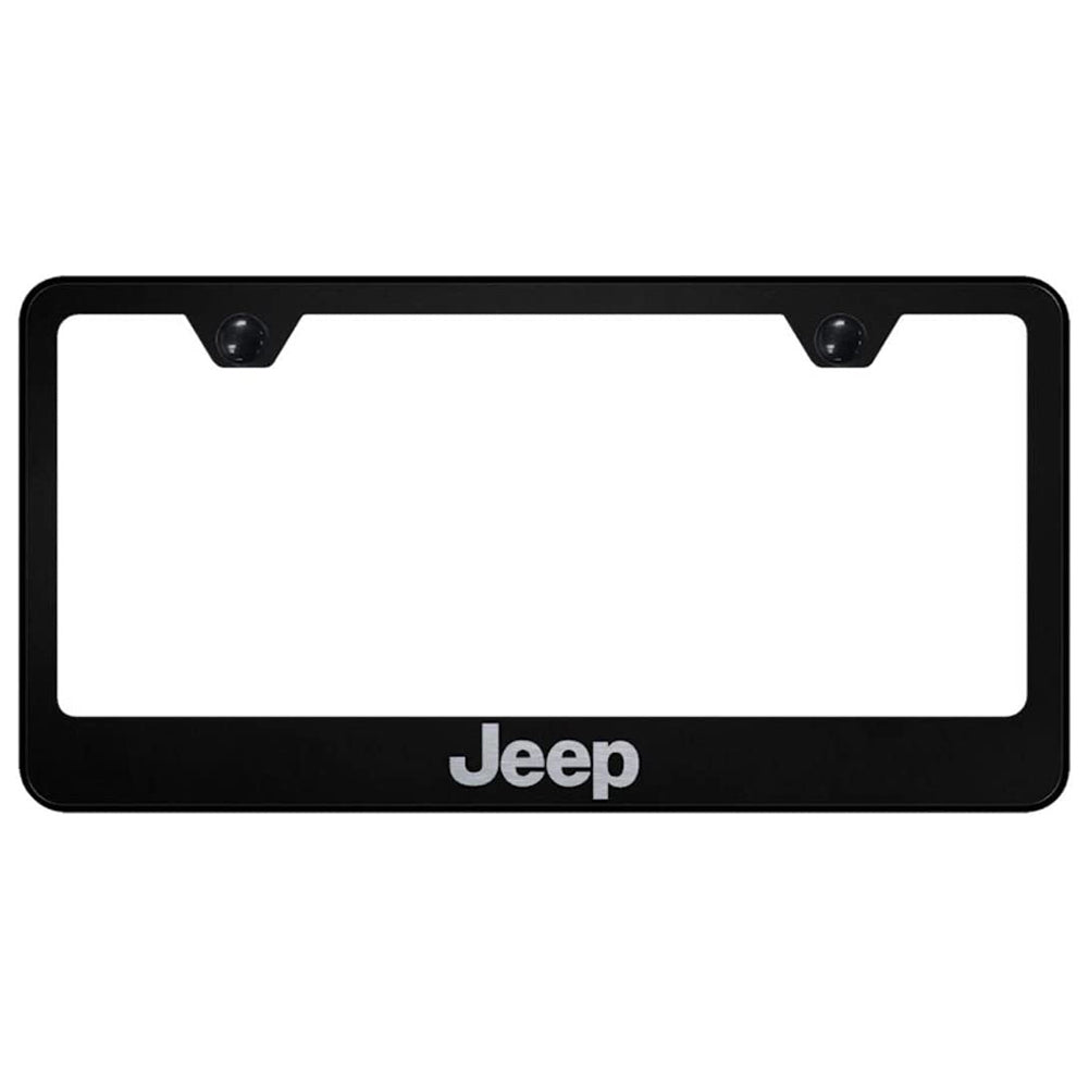 Jeep License Plate Frame - Black Stainless Steel with Laser Etched Log ...