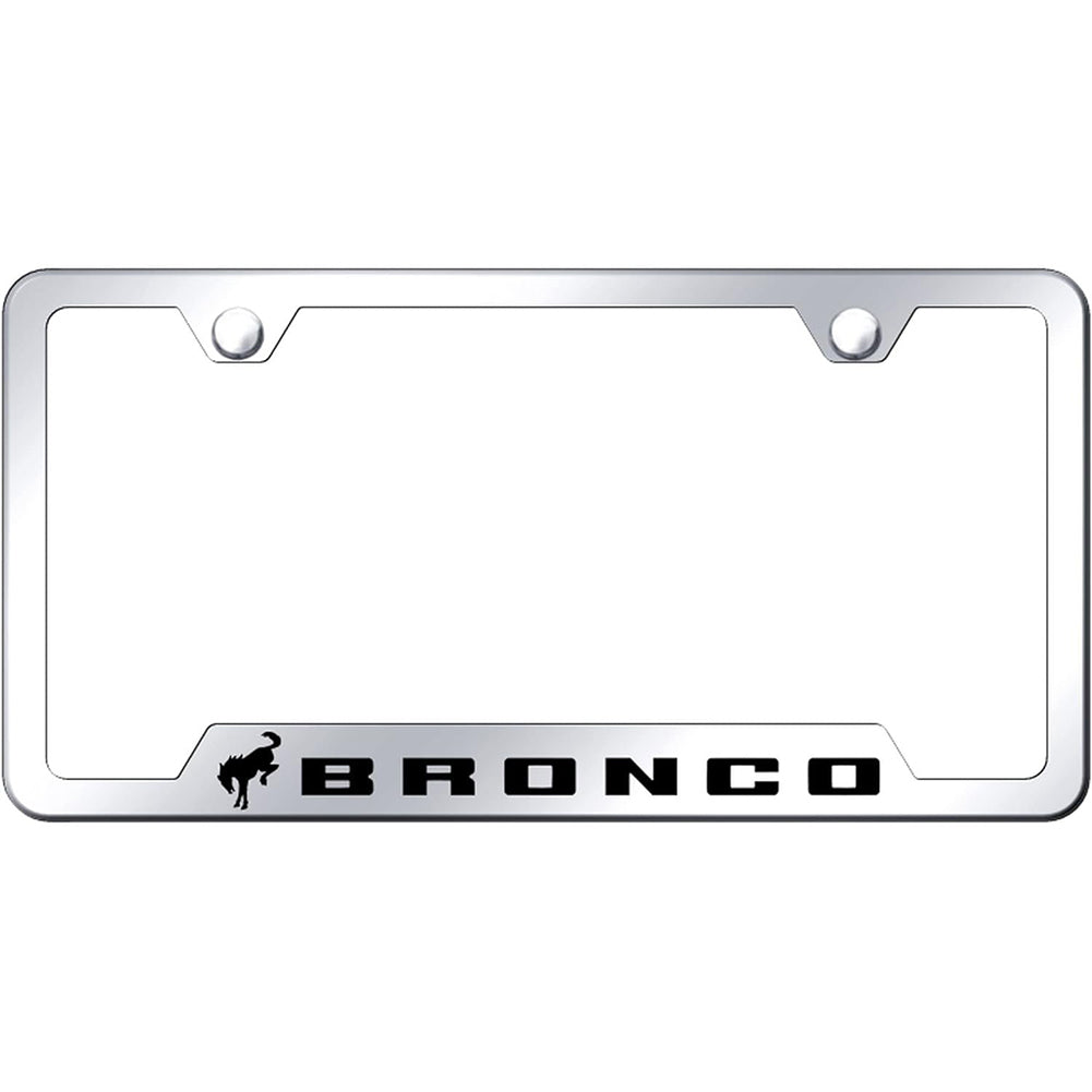 Ford Bronco Cut Out License Plate Frame - Chrome with Laser Etched Log ...
