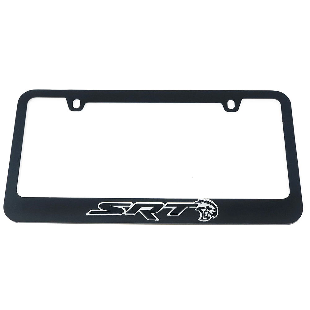 Dodge SRT Hellcat License Plate Frame - Black with Mirrored Logo – SR1 Performance