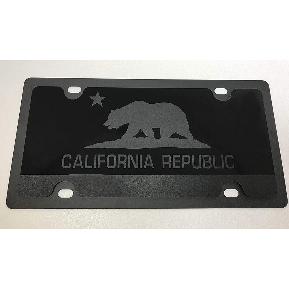 California Republic State Flag Blacked Out Carbon Steel License Plate ...