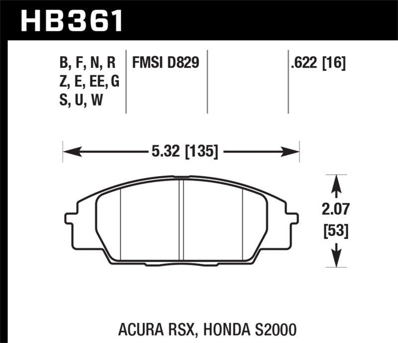 Hawk 2002-2006 Acura RSX Type-S HPS 5.0 Front Brake Pads – SR1 Performance