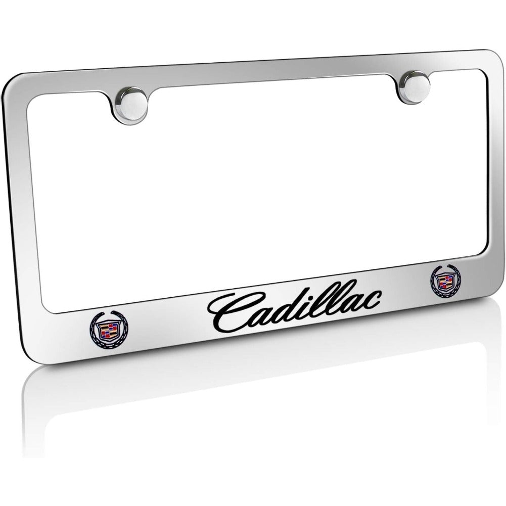 Cadillac License Plate Frame - Chrome with Double Logo & Script – SR1 ...