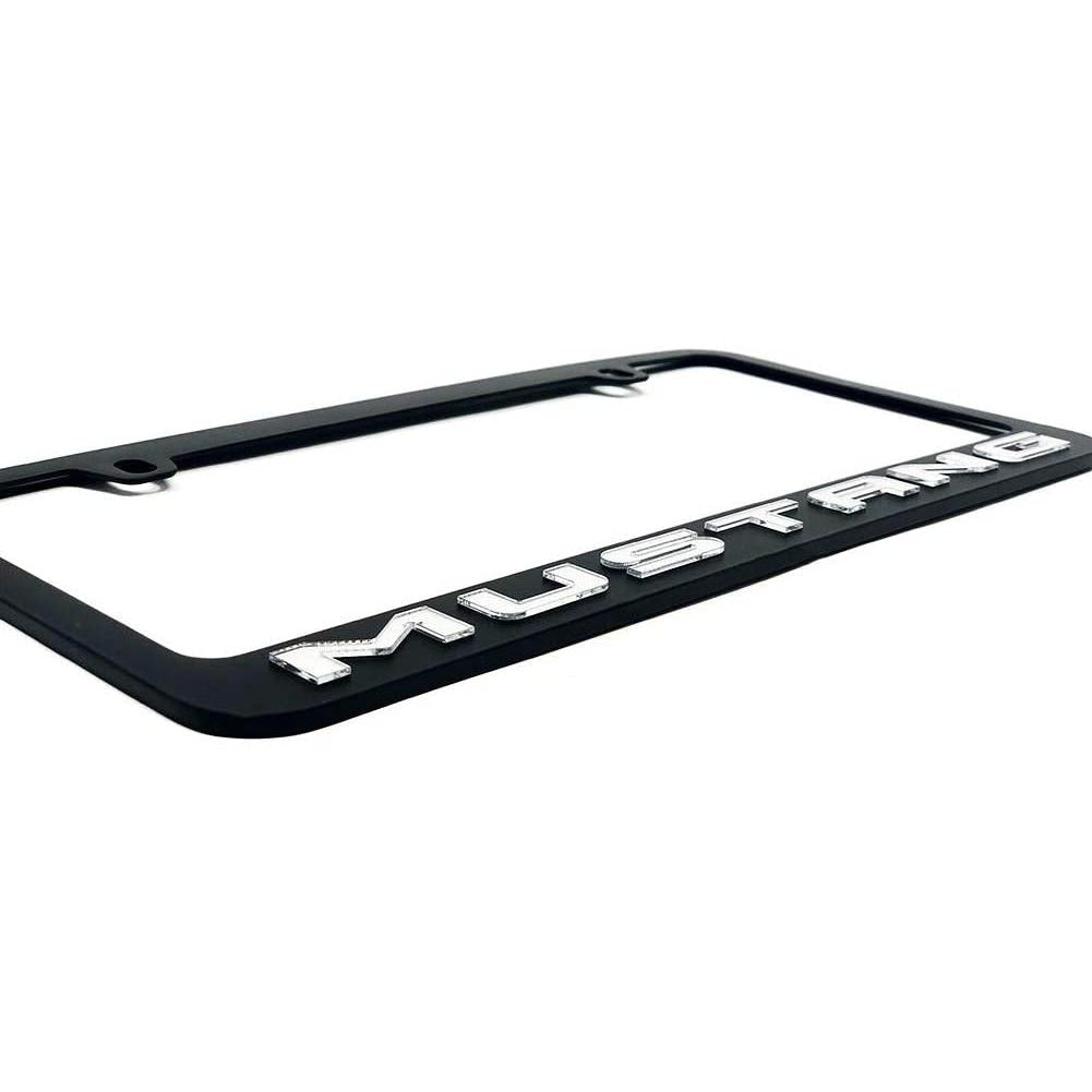Ford Mustang License Plate Frame - Black with Mirrored Script – SR1 ...