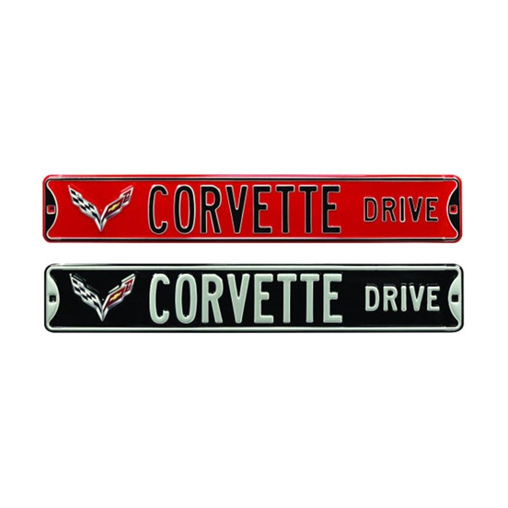 Corvette Drive Crossed-Flag Emblem - Metal Sign : C7 Stingray, Z51 ...