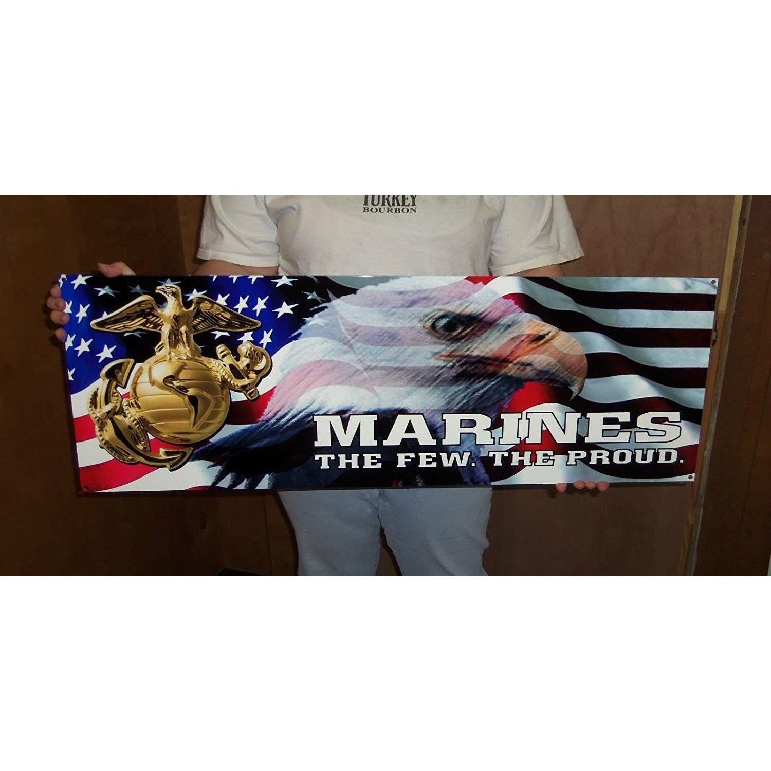 USMC Enlisted EGA w/ Flag and Eagle Large Metal Sign 35" x 12" – SR1 ...